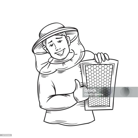 養蜂人輪廓圖示向量圖形及更多簡易圖畫圖片 簡易圖畫 蜂農 人 Istock