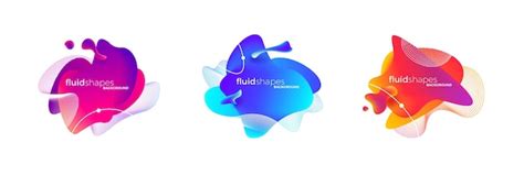 그라데이션 색상으로 추상적인 현대 유체 모양 배너 세트 프리미엄 벡터