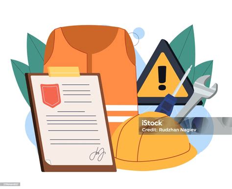 건설 장비 개념입니다 건설 노동자 유니폼 안전모 렌치 및 드라이버 리노베이션 및 수리 건축 및 건설 엔지니어링 평면 벡터 일러스트 레이 션 개성 개념에 대한 스톡 벡터 아트