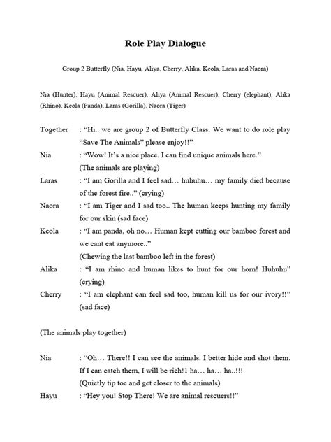 Role Play Dialogue Pdf