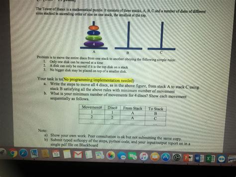 Solved Tower Of Hanoi Is A Mathematical Puzzle It Consists