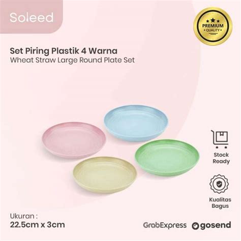 Jual Piring Bulat Plastik Jerami Gandum 22 5cm Set 4 Warna Wheat Straw