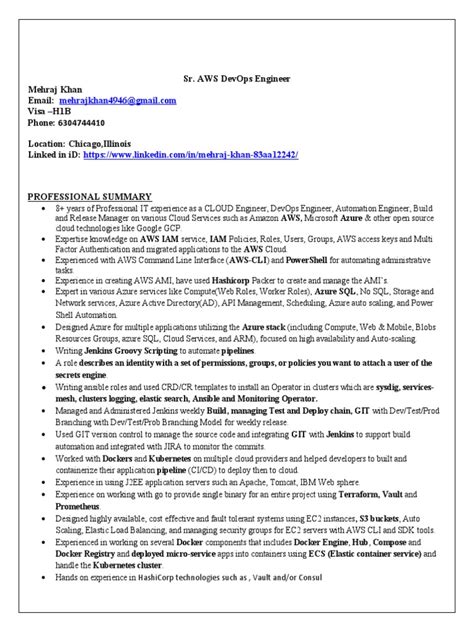 Mehraj Khan Cloud Devops Engineer Resume Pdf Cloud Computing Amazon Web Services