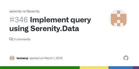 Implement Query Using Serenitydata · Issue 346 · Serenity Isserenity
