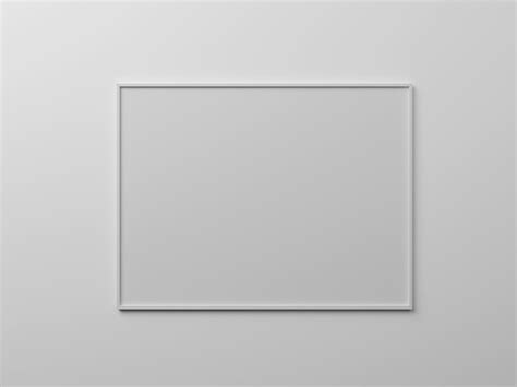 수평 단순 프레임 모형 흰색 3d 렌더링으로 칠해진 벽에 걸려 있는 하나의 빈 프레임 프리미엄 사진