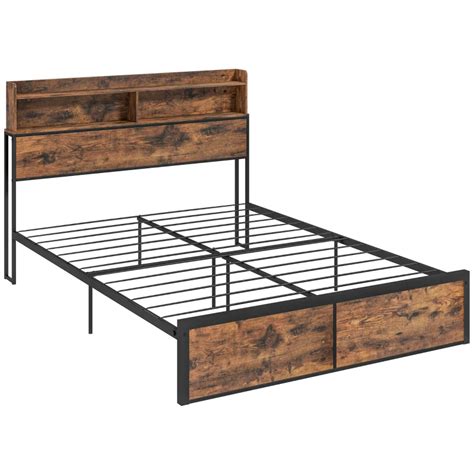Homcom Industrial King Bed Frame 52ft Steel Bed Base With Storage
