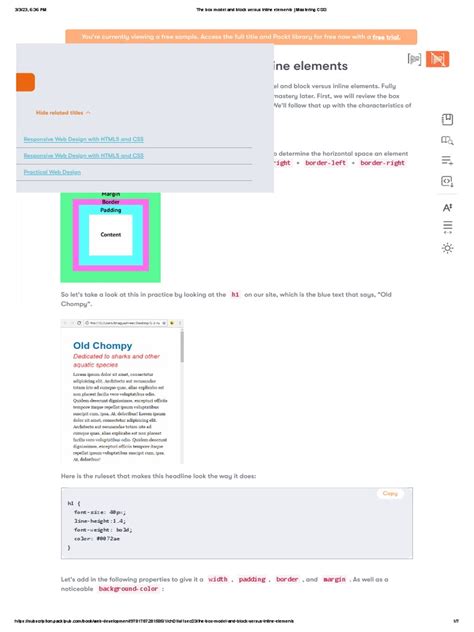 The Box Model And Block Versus Inline Elements Mastering Css Pdf