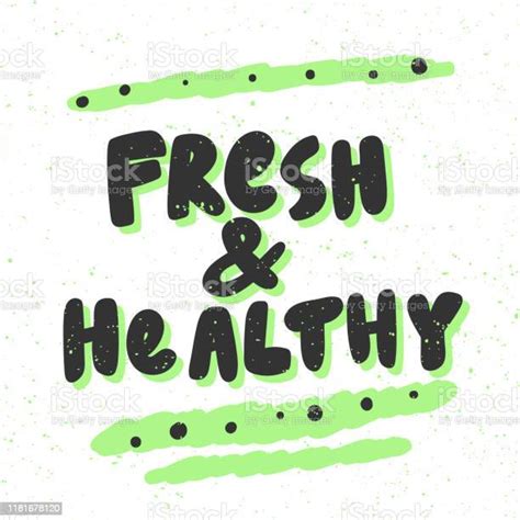 신선하고 건강합니다 소셜 미디어 콘텐츠에 대 한 녹색 에코 바이오 스티커 벡터 손으로 그린 일러스트 디자인입니다 0에 대한 스톡 벡터 아트 및 기타 이미지 Istock