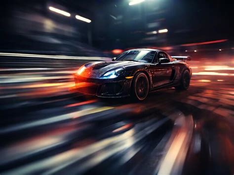 Premium AI Image Glowing Car Races Through A Futuristic Club Scene AI Generated