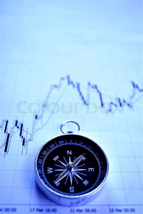 Conceptual Image Of A Navigational Magnetic Compass On A Flu Colourbox