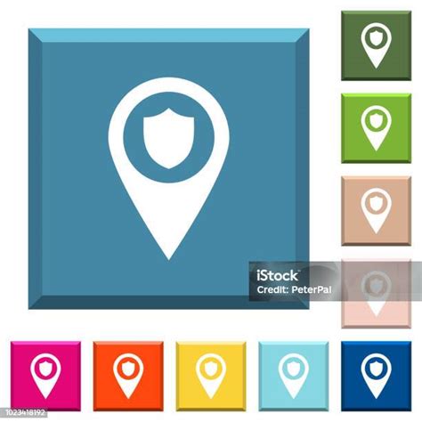 警察局 Gps 地圖位置白色圖示在邊方形的按鈕向量圖形及更多保安圖片 保安 全球定位系統 圖示 Istock