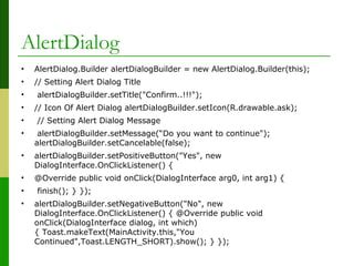Progress Dialog AlertDialog CustomDialog PPT