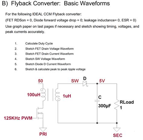 Solved B Flyback Converter Basic Waveforms For The Chegg Com