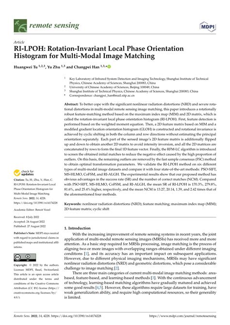 PDF RI LPOH Rotation Invariant Local Phase Orientation Histogram For