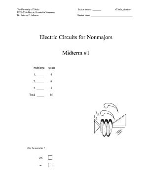 Fillable Online Eng Utoledo Electric Circuits For Nonmajors Midterm 1