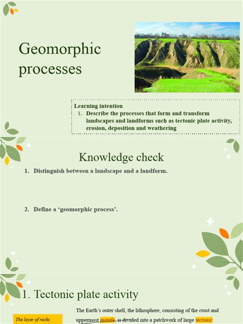 Geomorphic Processes Pdf Plate Tectonics Erosion
