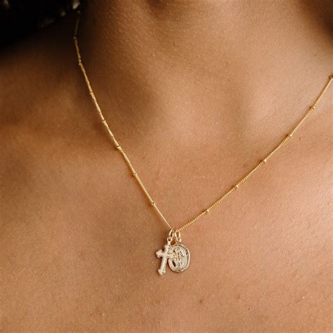 Gold Dainty Virgin Mary Necklace Etsy