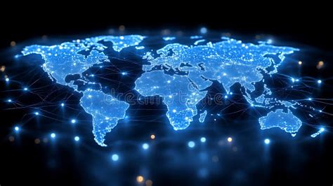 Global Network Illuminated World Map Showing Connections Stock Illustration Illustration Of