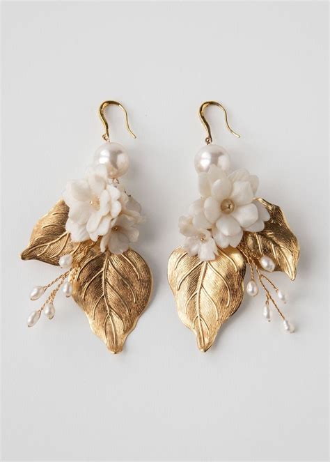 Floral Bridal Earrings And Wedding Earrings Statement Wedding Earrings