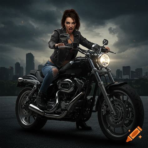 Woman Riding A Motorcycle Created On Craiyon