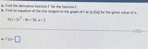 Solved A Find The Derivative Function F For The Function Chegg