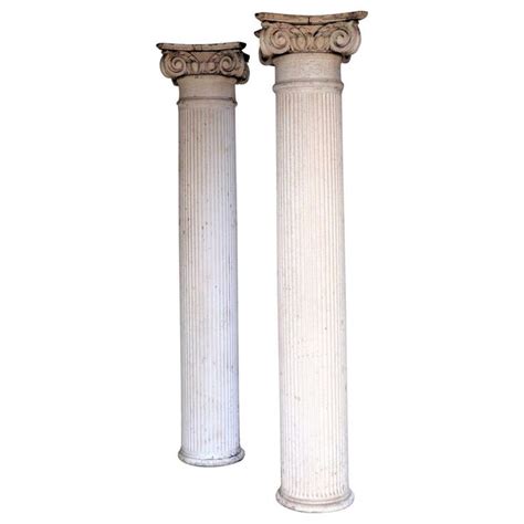 19th C American Architectural Fluted Columns W Ionic Capitals