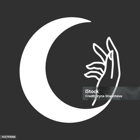 손 클립 아트와 달 라마단 원조 무바라크 상징 스텐실 아이콘입니다 조각 벡터 스톡 일러스트레이션 Eps 10 Ramadan