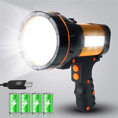 MAYTHANK Lampe de poche LED ultra lumineuse rechargeable avec grande batterie lampe à