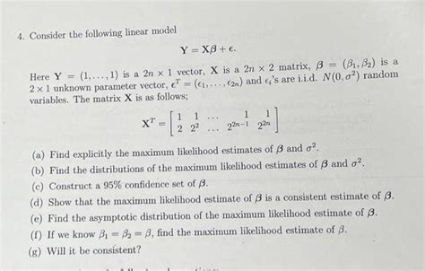 Solved 4 Consider The Following Linear Model Y X3 Chegg Com