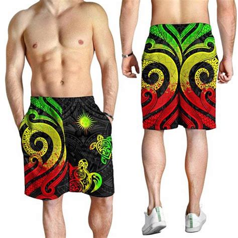Marshall Islands Men Short Reggae Tentacle Turtle Crest