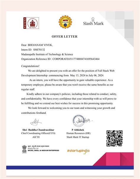 Bhojanam Vivek On Linkedin Careermilestone Fullstackdevelopment Internship Tech Slashmark…