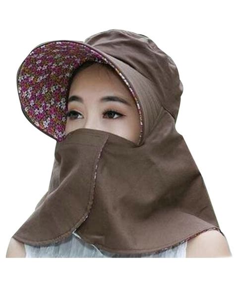 Womens Summer Flap Cover Cap Cotton Upf 50 Sun Shade Hat With Neck