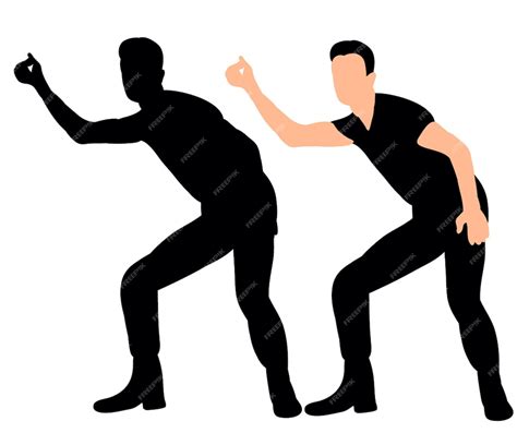 Silueta De Un Chico Bailando Vector Premium