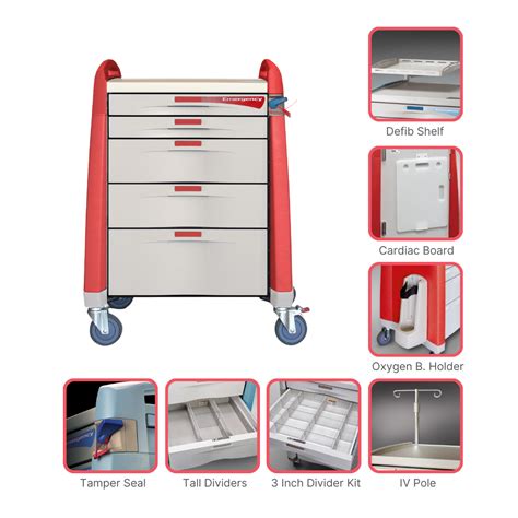 Avalo Package E 9 High Emergency Cart Includes Defib Shelf Cardiac