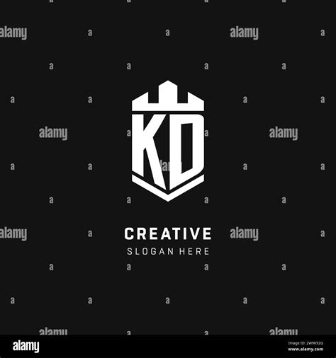 Kd Monogram Logo Initial With Crown And Shield Guard Shape Style Vector