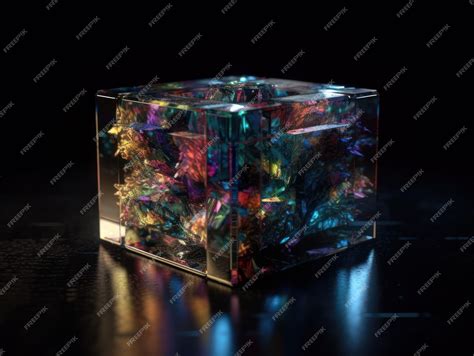 Premium Ai Image Futuristic Glass Cube Background Generative Ai Technology