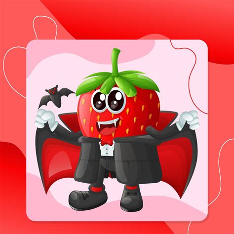 Cute Strawberry Characters On Halloween 51780716 Vector Art At Vecteezy