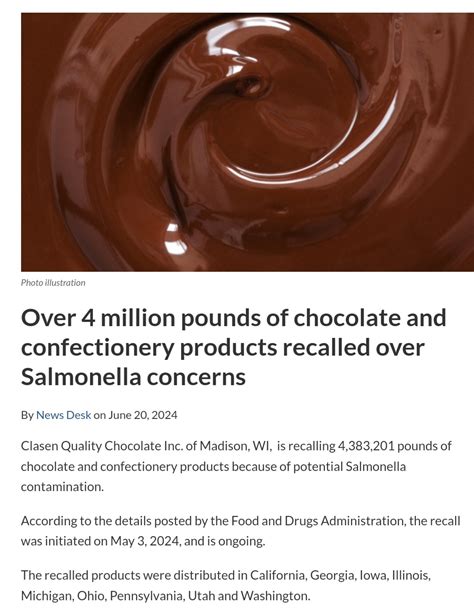 Over 4 Million Pounds Of Chocolate And Confectionery Products Recalled