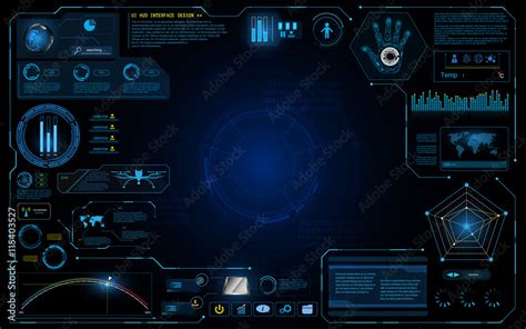 Hud Interface Ui Design Technology Innovation System Running Graphic Concept Background Stock