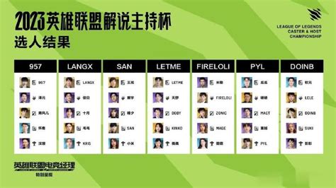 2023英雄联盟解说杯选人结果：doinb、letme，san、langx、957等七位前职业选手带队！ 哔哩哔哩