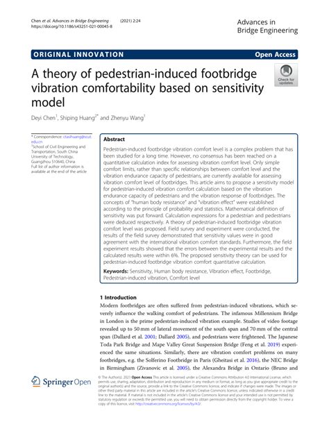 Pdf A Theory Of Pedestrian Induced Footbridge Vibration Comfortability Based On Sensitivity Model