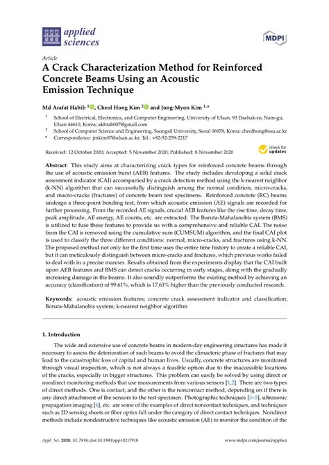 Pdf A Crack Characterization Method For Reinforced Concrete Beams Using An Acoustic Emission