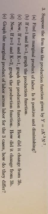 Solved 3 Suppose The Firm Has The Production Function Given