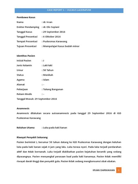 Case Report Vulnus Laceratum Minor Surgery Pdf