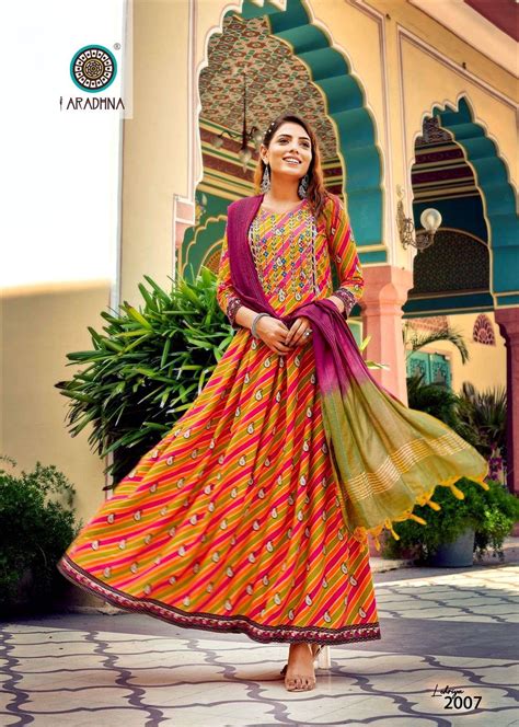 Aradhna Lehriya Vol 2 Catalog Fancy Wear Anarkali Kurti With Dupatta