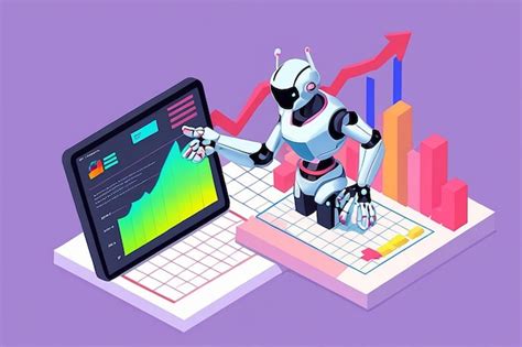 Flat 3d Isometric Ai Robot Hand Puppet And Controlling Financial Market