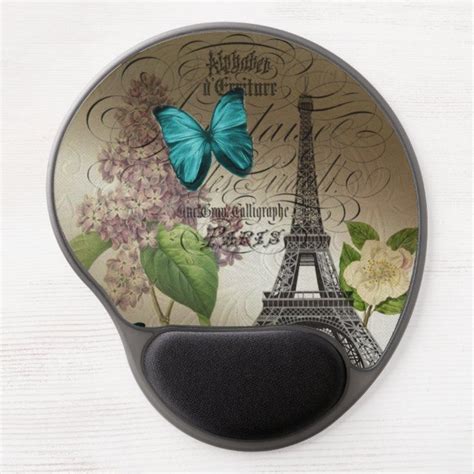 Lilac Scripts Modern Vintage Paris Eiffel Tower Gel Mouse Pad Zazzle