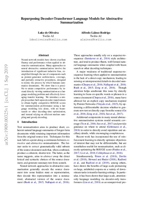 Pdf Repurposing Decoder Transformer Language Models For Abstractive Summarization Luke