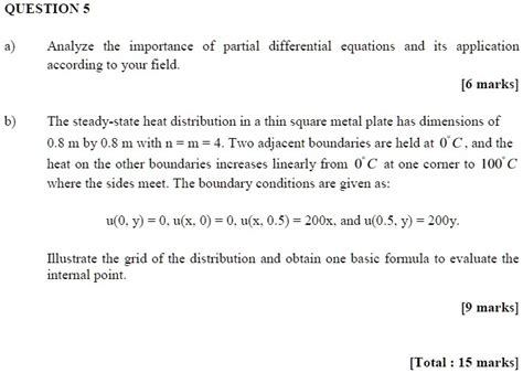 solved question 5 analyze the importance of partial differential