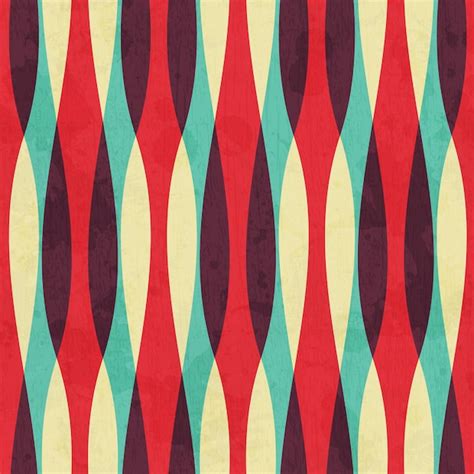 Premium Vector Retro Curves Seamless Pattern With Grunge Effect